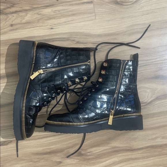 Michael Kors | Shoes | Michael Kors Haskell Embossed Leather Combat ...